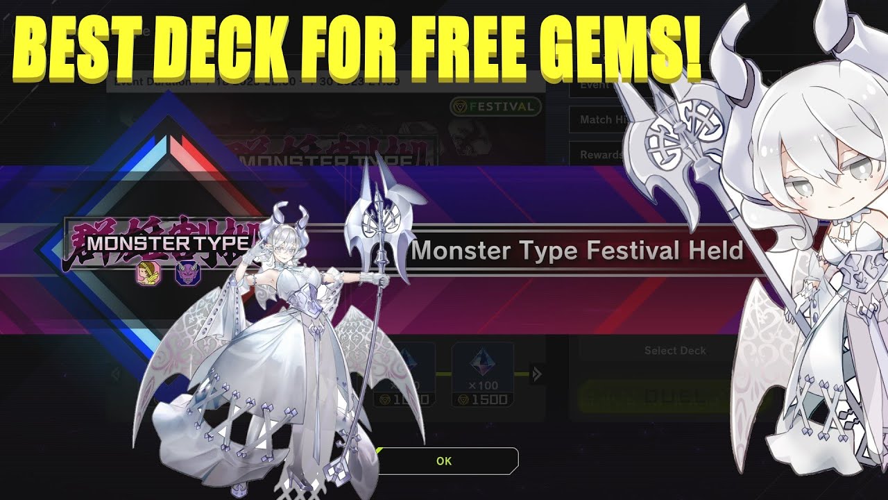 BEST DECK FOR FREE GEMS IN THE MONSTER TYPE FESTIVAL YUGIOH MASTER DUEL ...