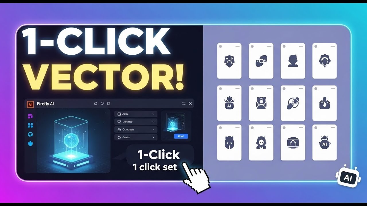 👉 1 Click Vector & Icon Set Design | Adobe Firefly AI Tutorial (Bangla ...