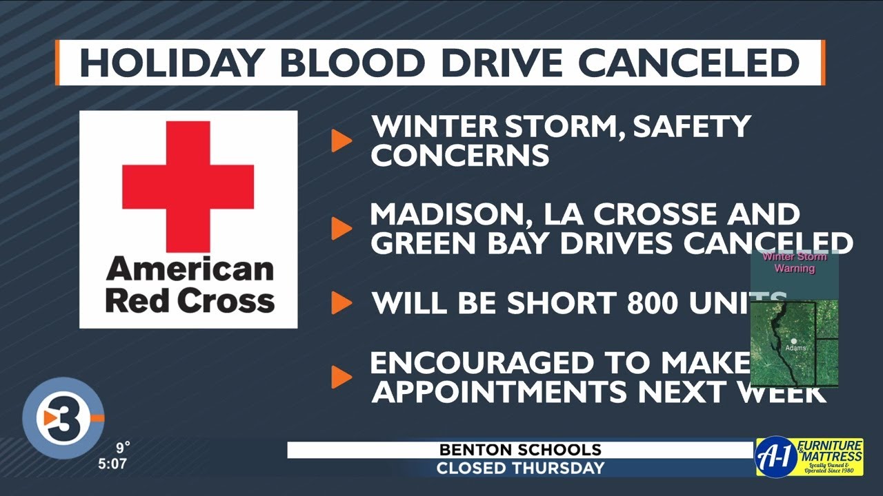 Red Cross cancels Holiday Blood Drive in Madison due to winter storm ...