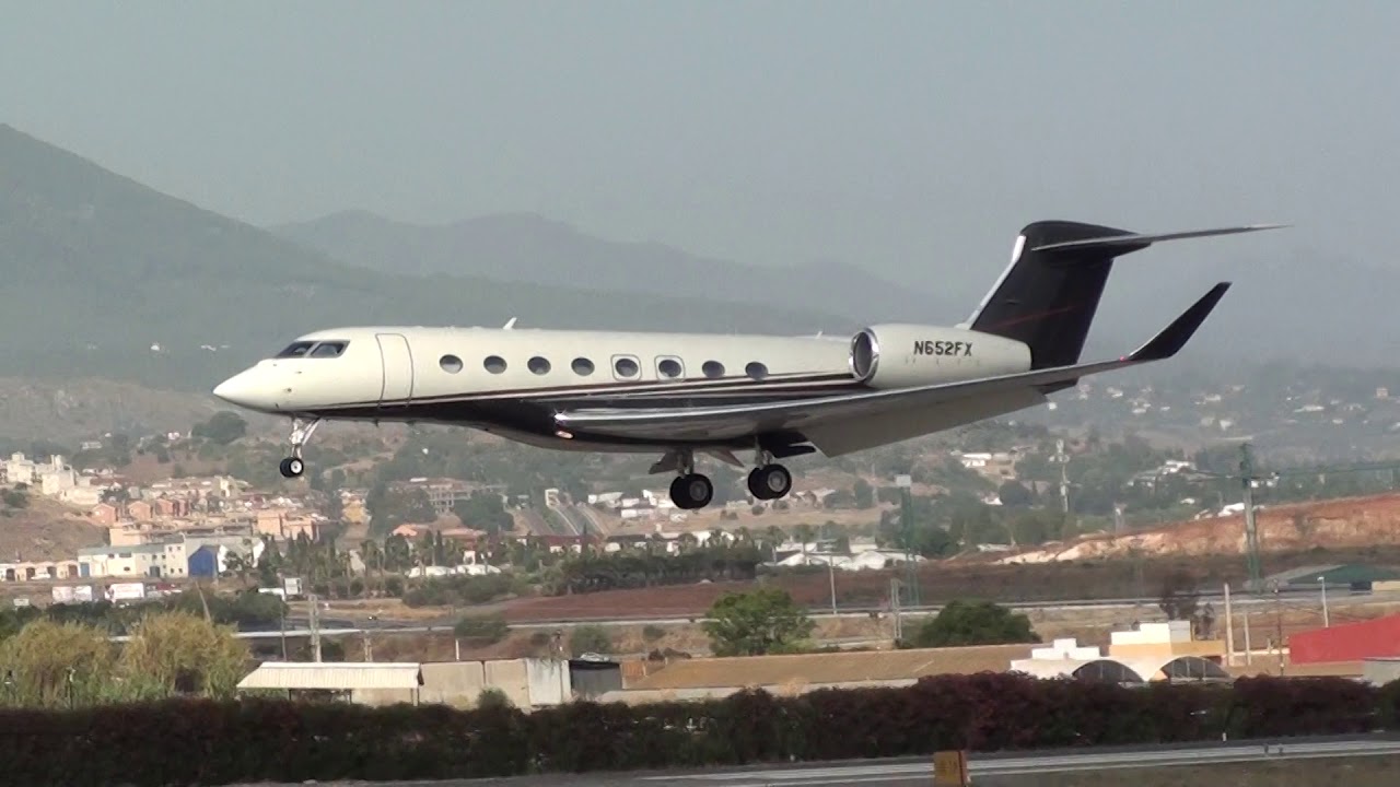 Private Gulfstream G650 N652FX Landing Malaga LEMG - YouTube