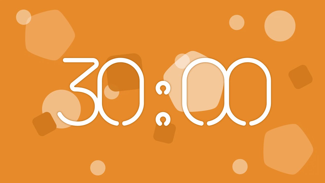 Simple orange 30 minute timer countdown with alarm - YouTube