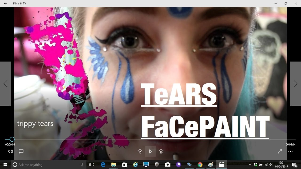 BLUE TEARS FACE PAINT - YouTube