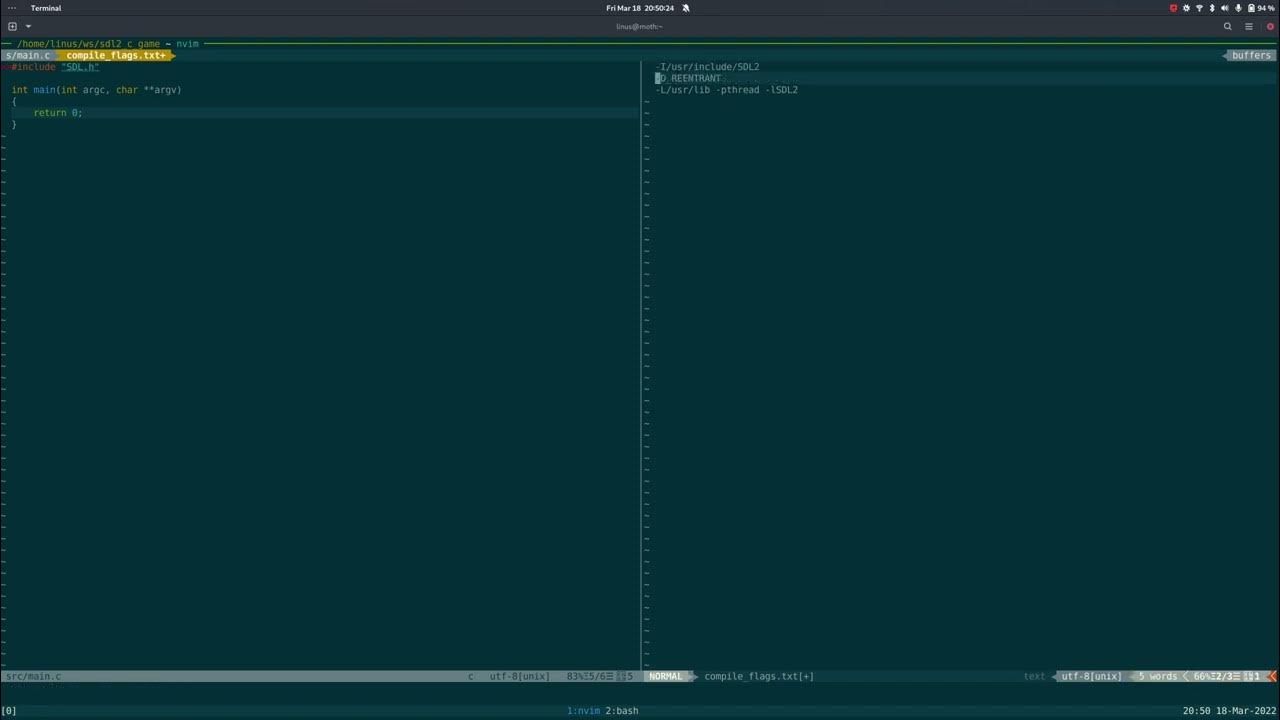 Setting up an SDL2 game project using C and Make - YouTube