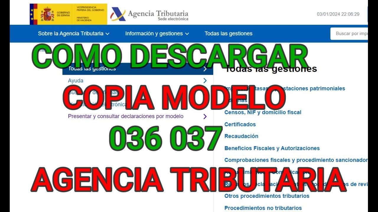 Como descargar modelo 036 037 para Miravia. Como descargar copia de ...