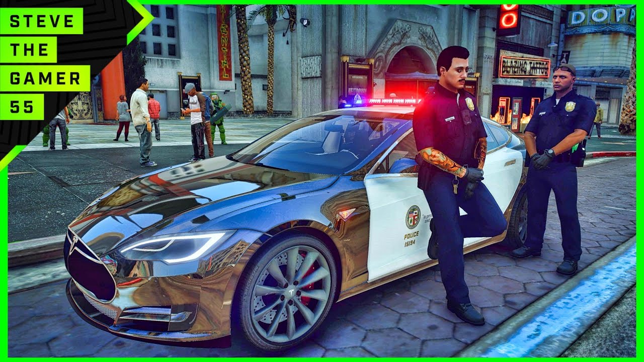 GTA 5 Mod City Patrol Wednesday| Tesla P90D| GTA 5 Lspdfr Mod| 4K - YouTube