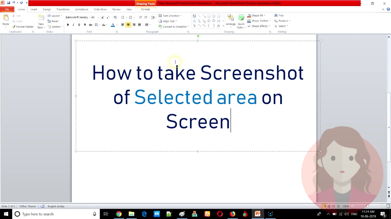 How to take screenshot of selected area on Screen in Windows 10 - YouTube