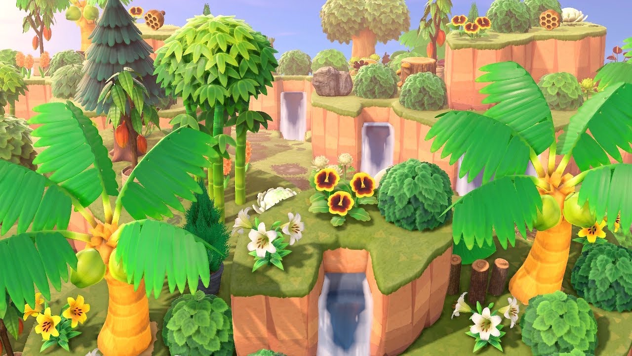 Tropical Jungle Trail | Cliff Landscaping | Animal Crossing New ...