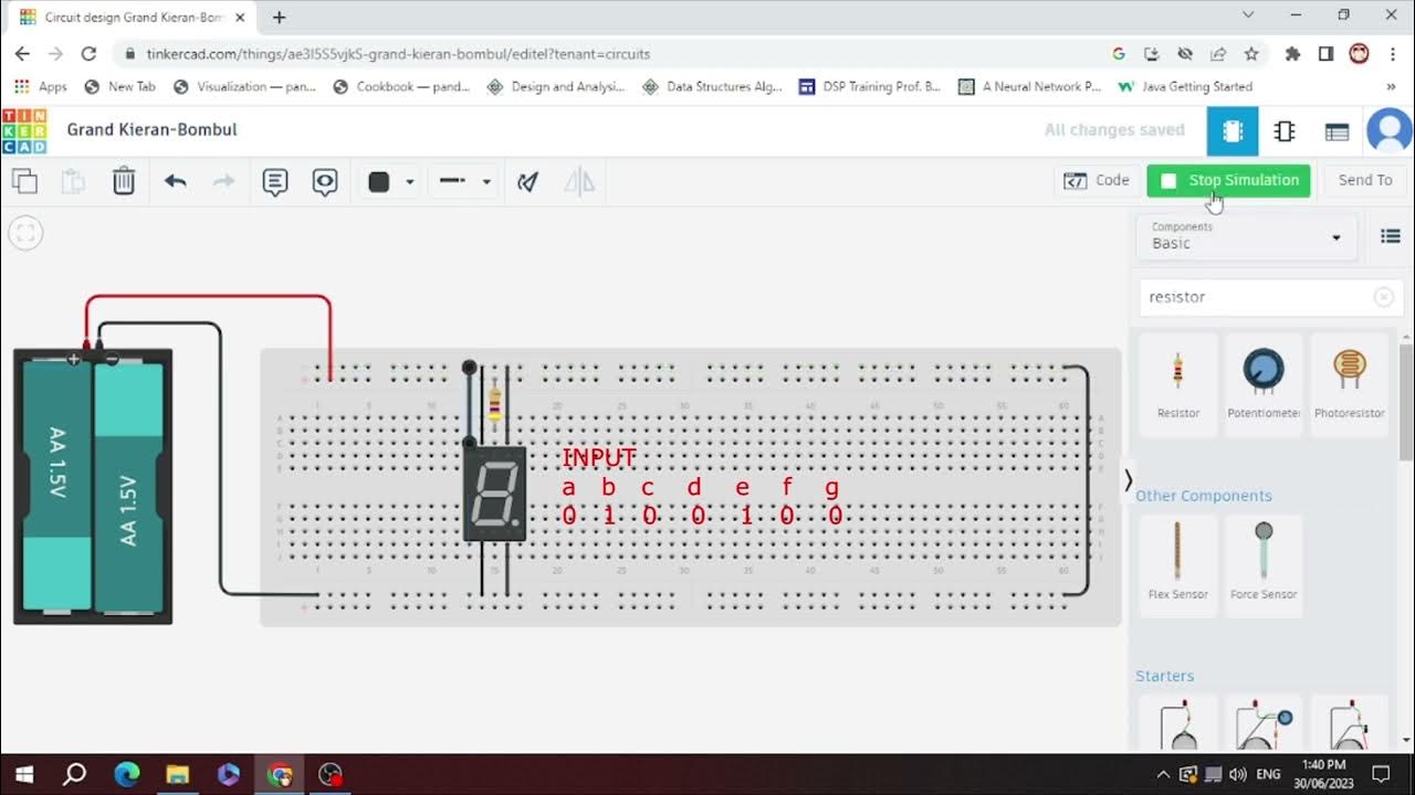 Decoding Seven Segment Common Anode Using Tinkercad Step By Step Youtube