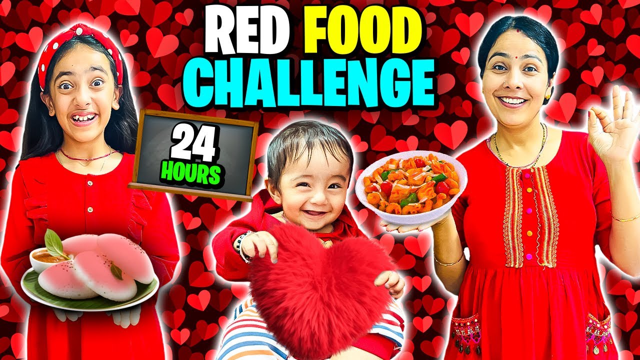 RED COLOUR CHALLENGE! ️Eating only *ONE COLOR FOOD* for 24 HOURS🍎 ...