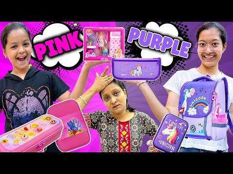 One Color Stationery Shopping Challenge🤩 | *BUYING Everything* | Cute Sisters