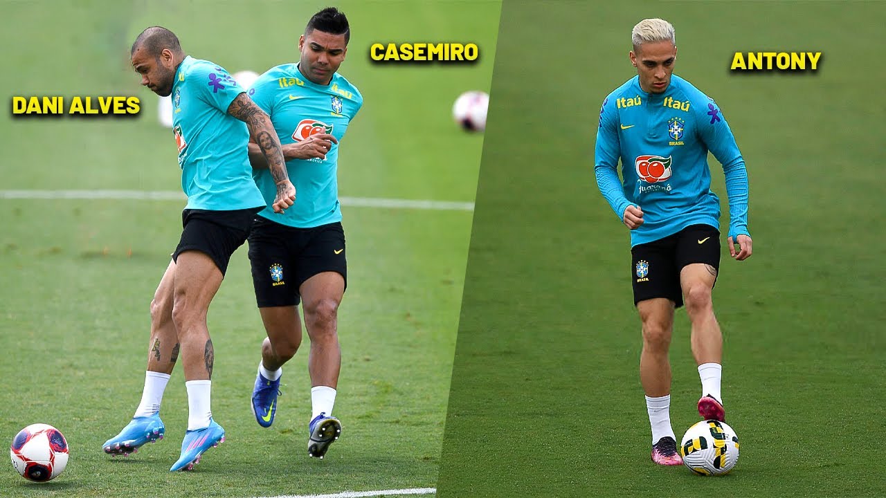 Antony, Coutinho, Dani Alves, Richarlison CRAZY Skills in Brazil Training Today! - YouTube