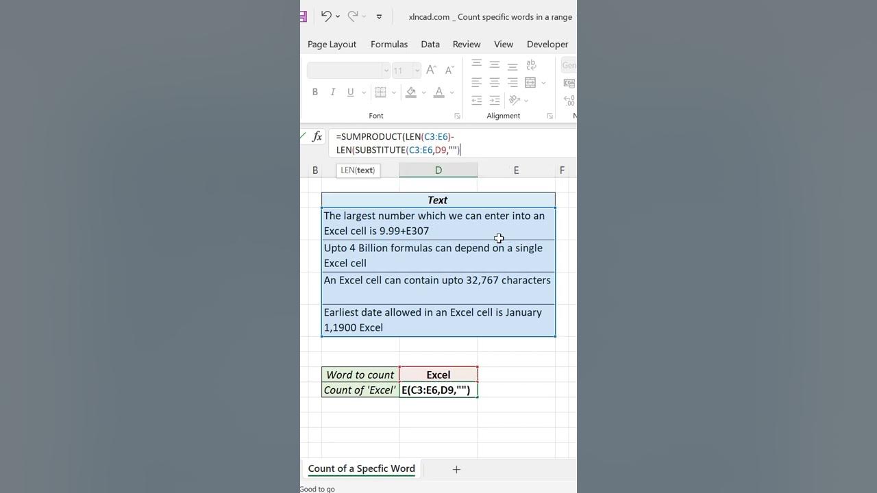 Excel formula for the Count of a Specific Word in a Data range #excelshorts - YouTube excel-formula-for-the-count-of-a-specific-word-in-a-data-range-excelshorts-youtube