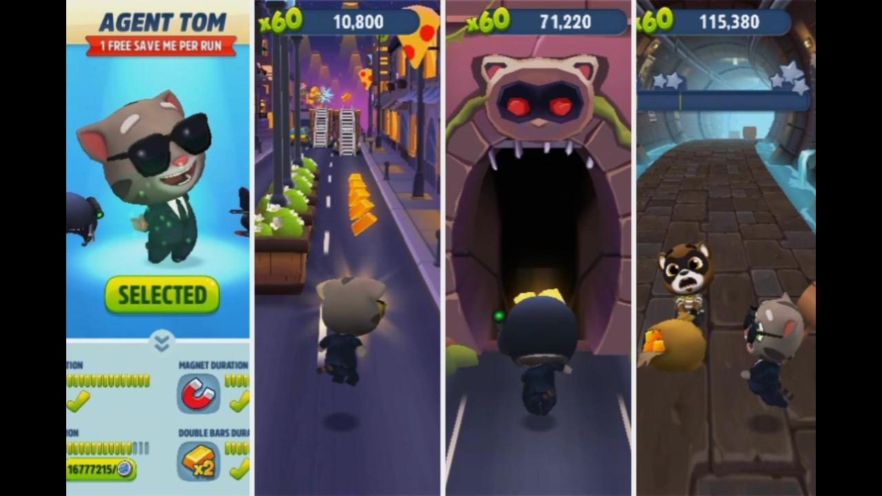 Agent Tom Defeat Raccoon - Talking Tom Gold Run iOS Android Walkthrough ...
