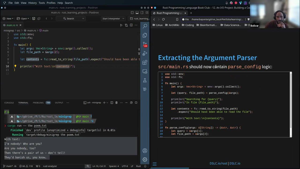 The Rust Programming Language: An I/O Project: Building a Command Line Program (rust01 12) - YouTube