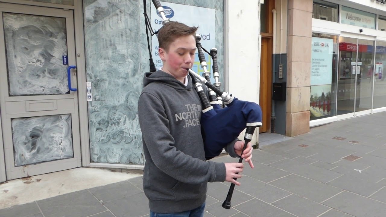Young Scot Jason Townsley Playing The Bagpipes Perth Perthshire ...