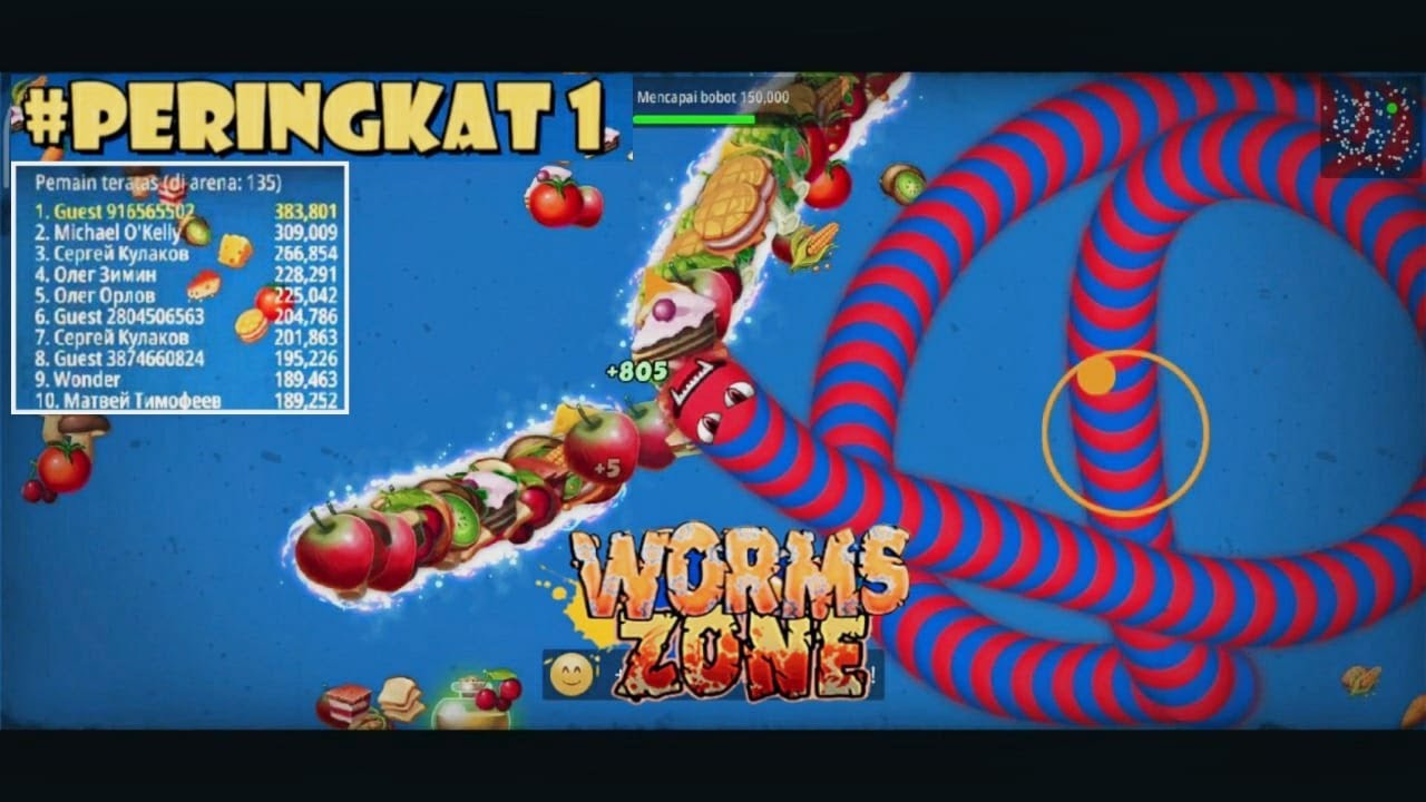 GAME CACING WORMS ZONE #PERINGKAT1 TOP GLOBAL - YouTube