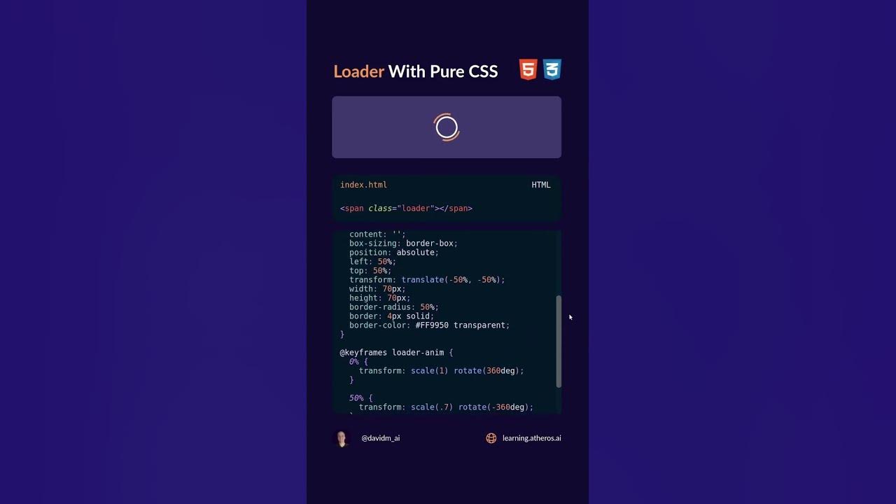 Css Loader With Pure Css 🚀 Htmlcss Coding Css3 Html Webdesign