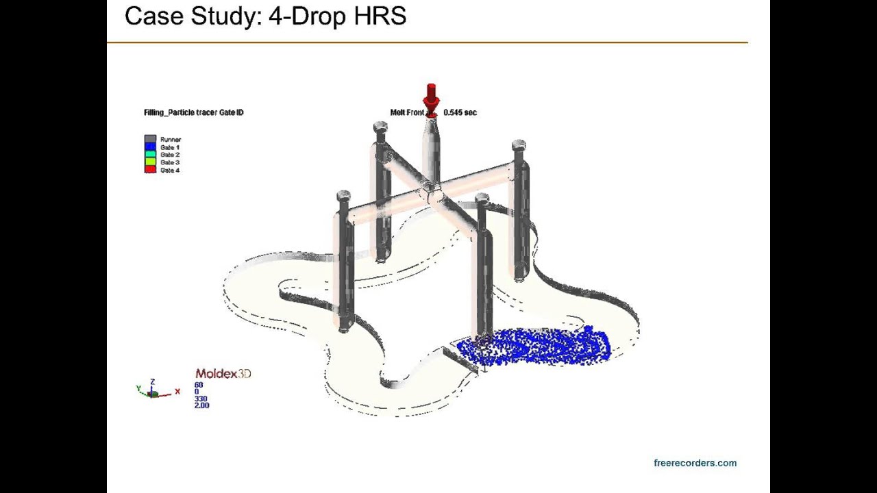 Moldex3D -AHR Advanced Hot Runner System Simulazione - esempio "4 drop ...