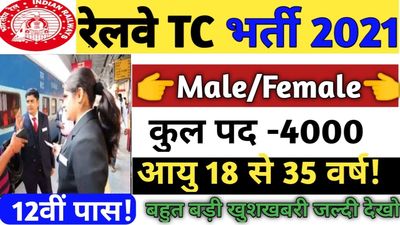 Railway TC,TTE (Ticket Collector) Recruitment 2021 | RRB TC Bharti 2021 ...