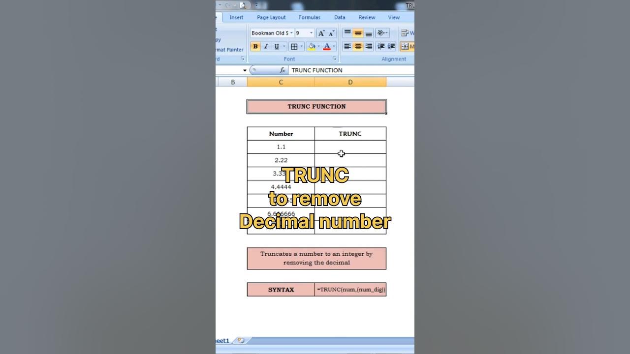 To remove Decimal Number in excel #shorts #truncate - YouTube