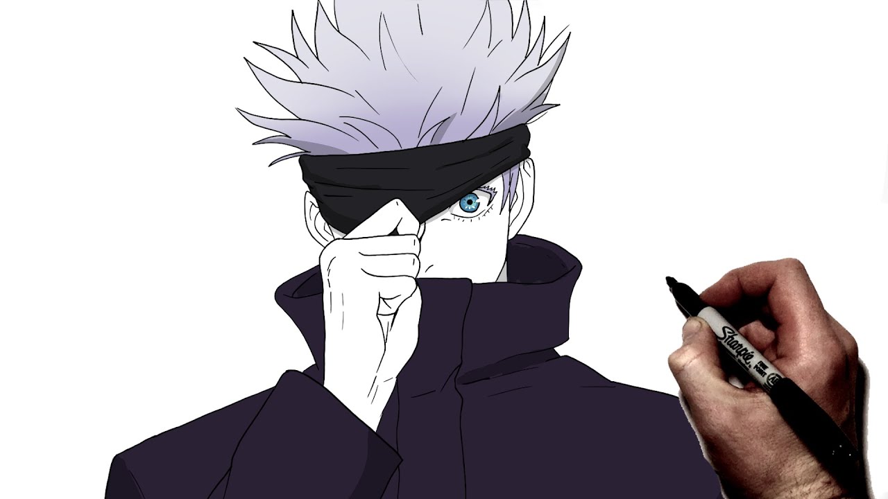 How To Draw Gojo (Shibuya Opening) | Step By Step | JJK - YouTube