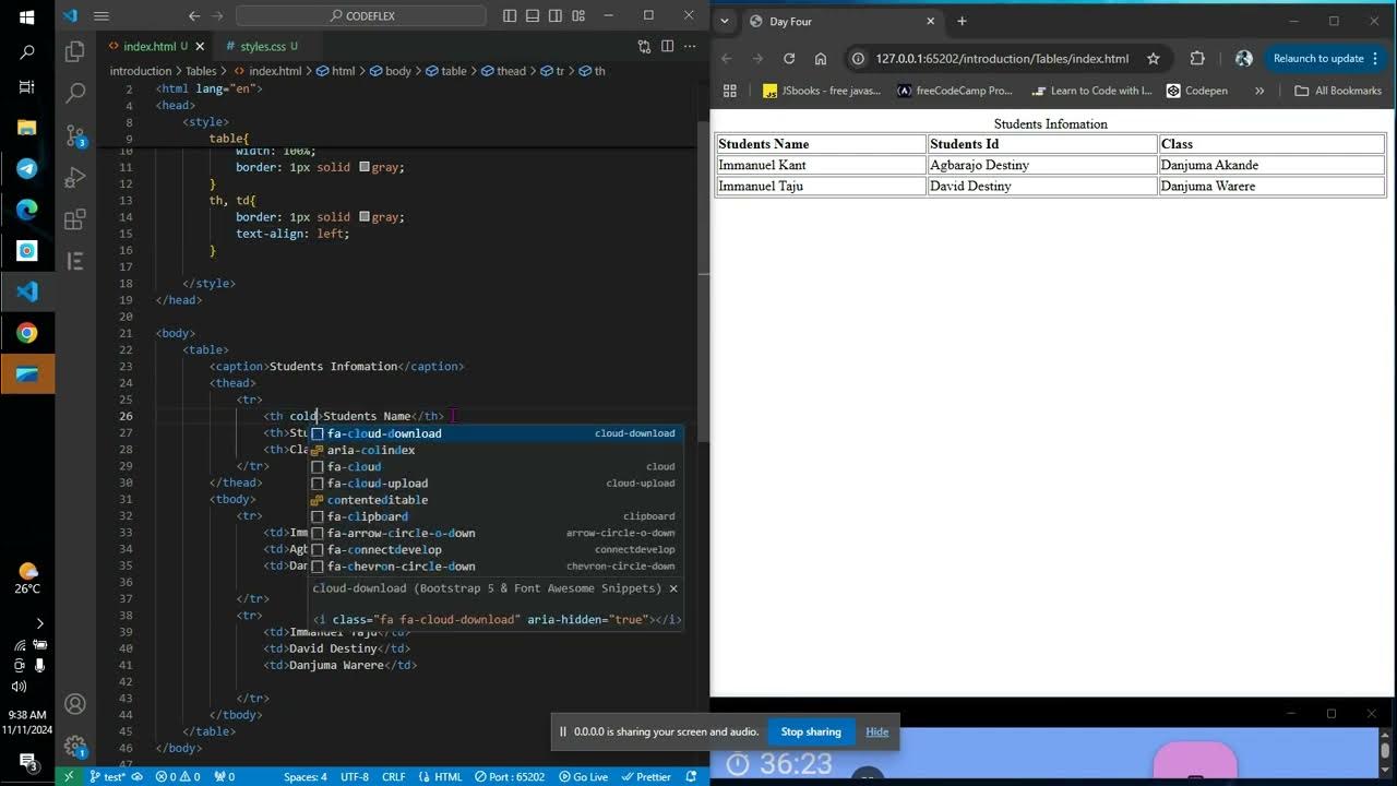 Day 4 of 30 Learn HTML Tables Create a Class Schedule 30 Day Coding ...