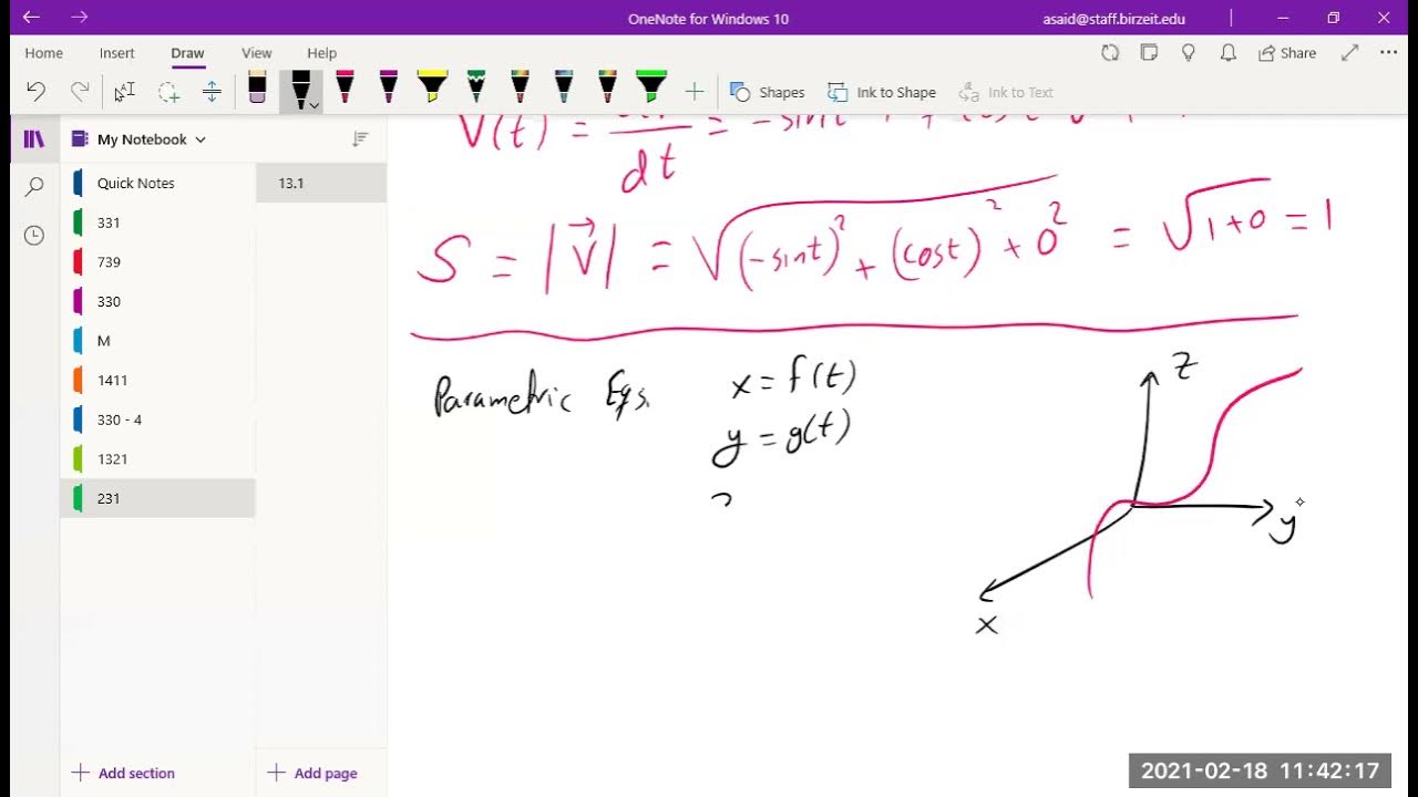 13.1 Part 2 Curves in Space and Their Tangents - YouTube