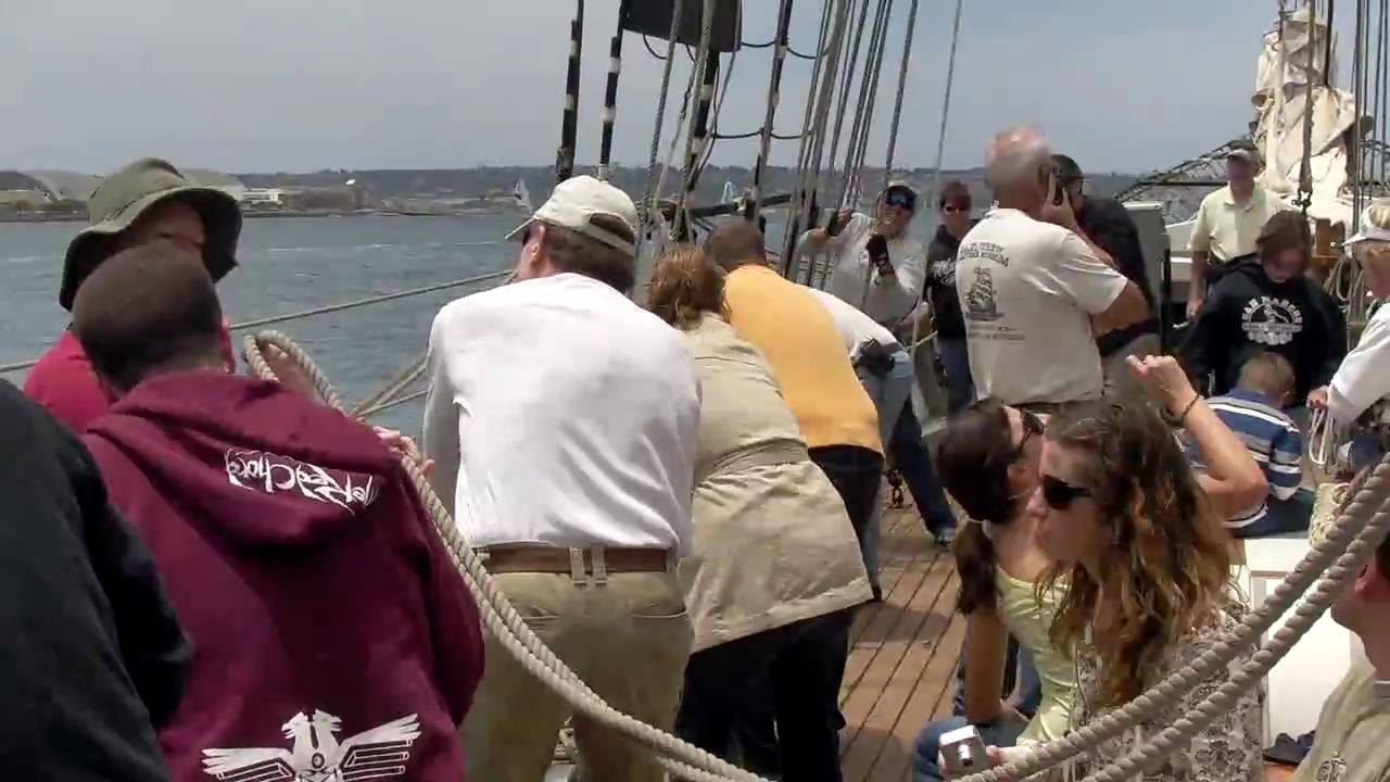 Raising the sails on The Californian - YouTube