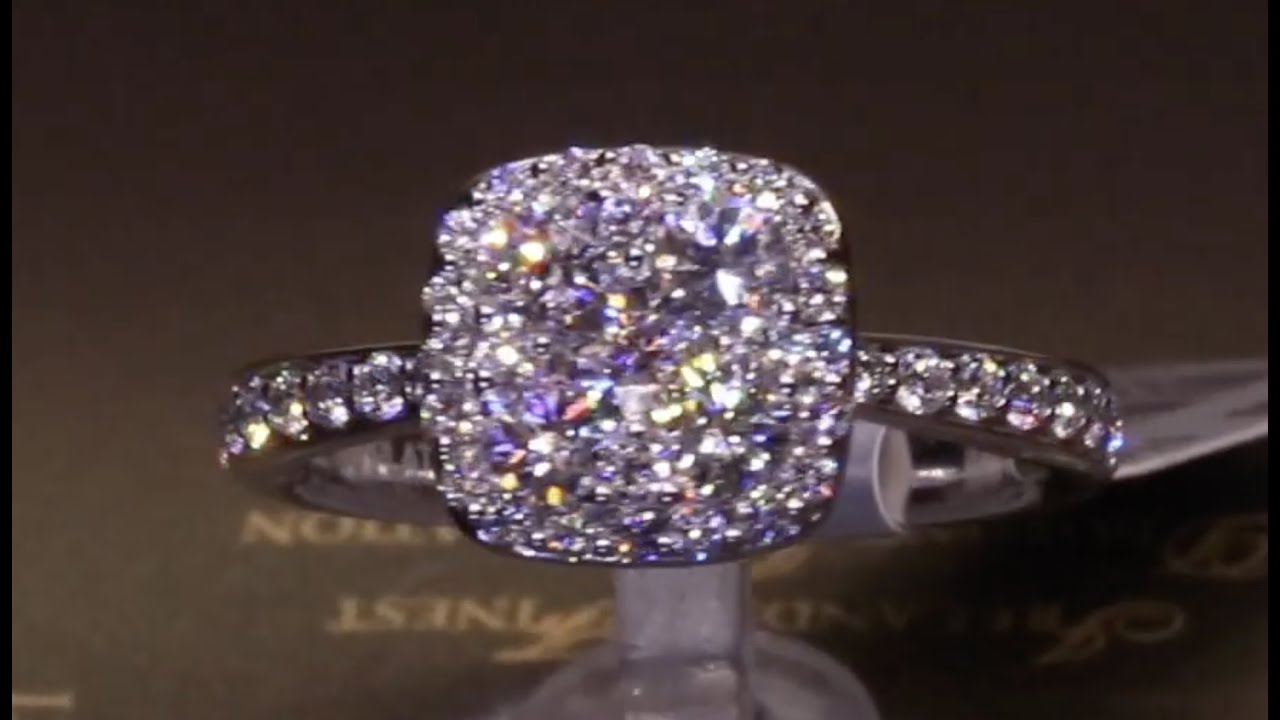 #84691 | T1.00ct | Round Brilliant Cushion Shape Cluster Diamond Ring ...