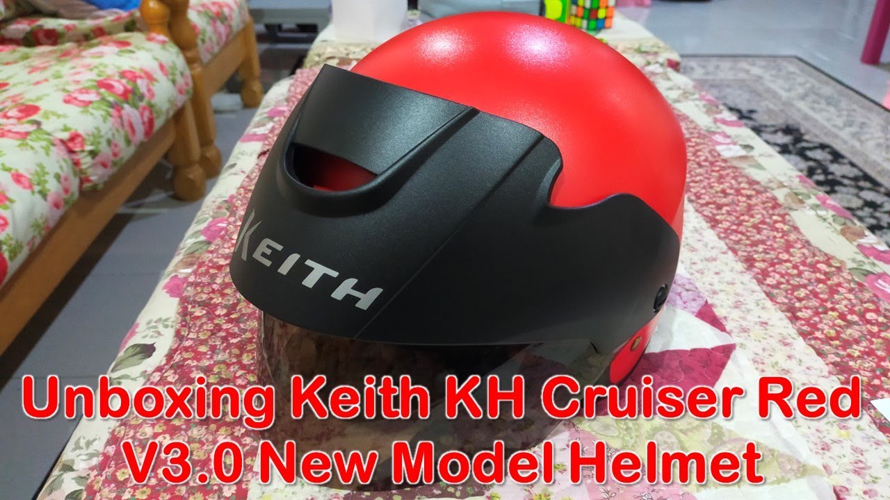 Unboxing Keith KH Cruiser Red V3.0 New Model Helmet FREE SMOKE VISOR ...