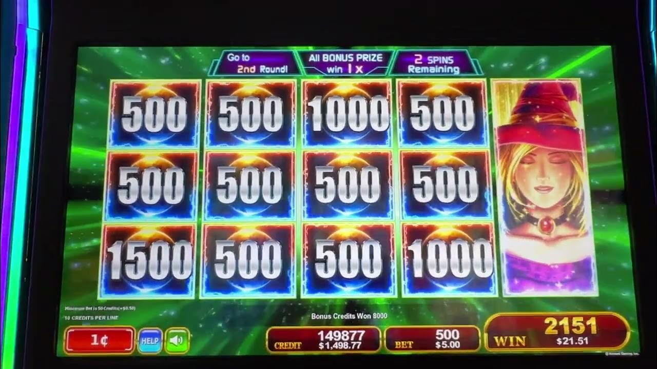 Fun and profitable BONUS FEATURE on Konami RADIANT WITCH slot machine ...