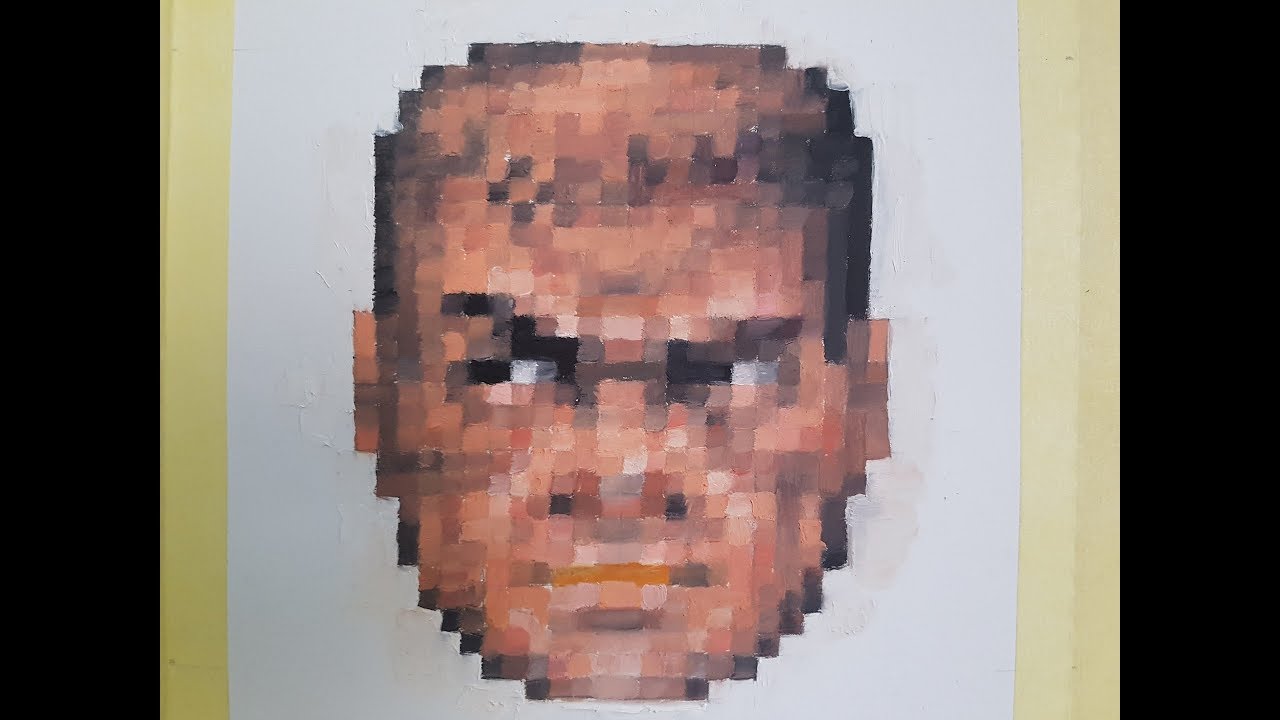 Doomguy pixel art in oil - YouTube