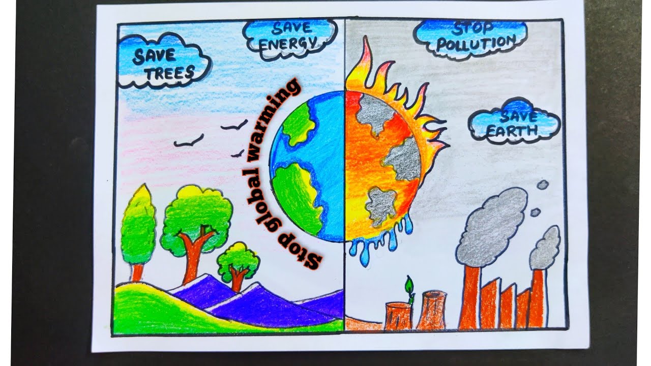 stop global warming drawing/global warming poster drawing/Stop ...