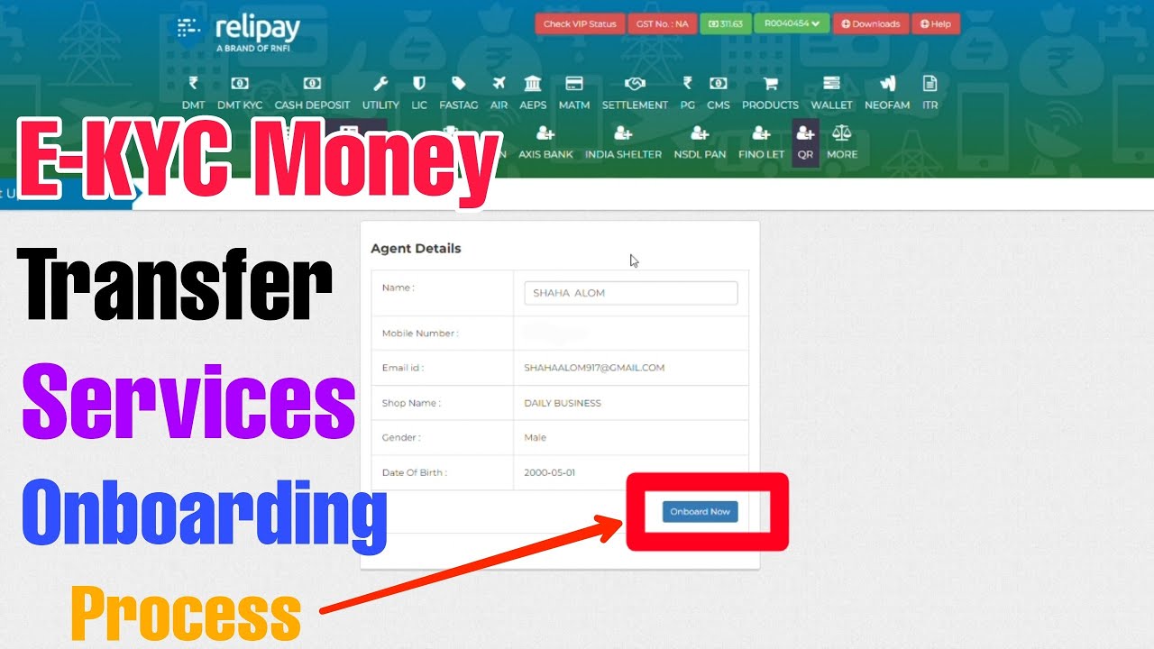 Rnfi Relipay KYC Money Transfer Service Onboarding Process - YouTube