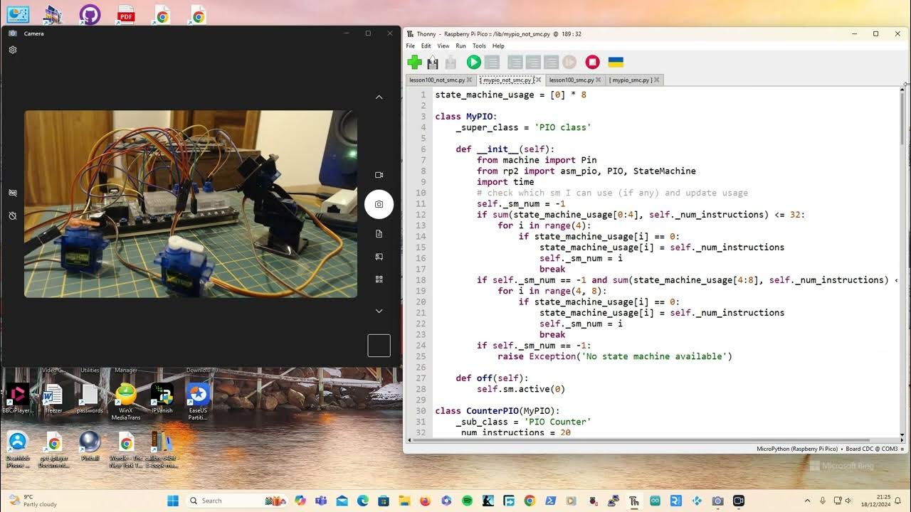 My video for Paul McWhorter's Pico W Lesson 100 - Using a PIO Servo ...