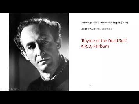 'Rhyme of the Dead Self' - A.R.D. Fairburn REVISION | Songs of ...