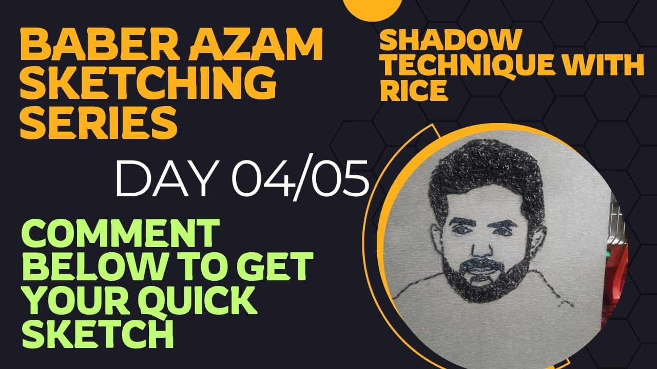 How to draw a shadow sketch with Rice||Baber azam sketch series|| #Day4 ...