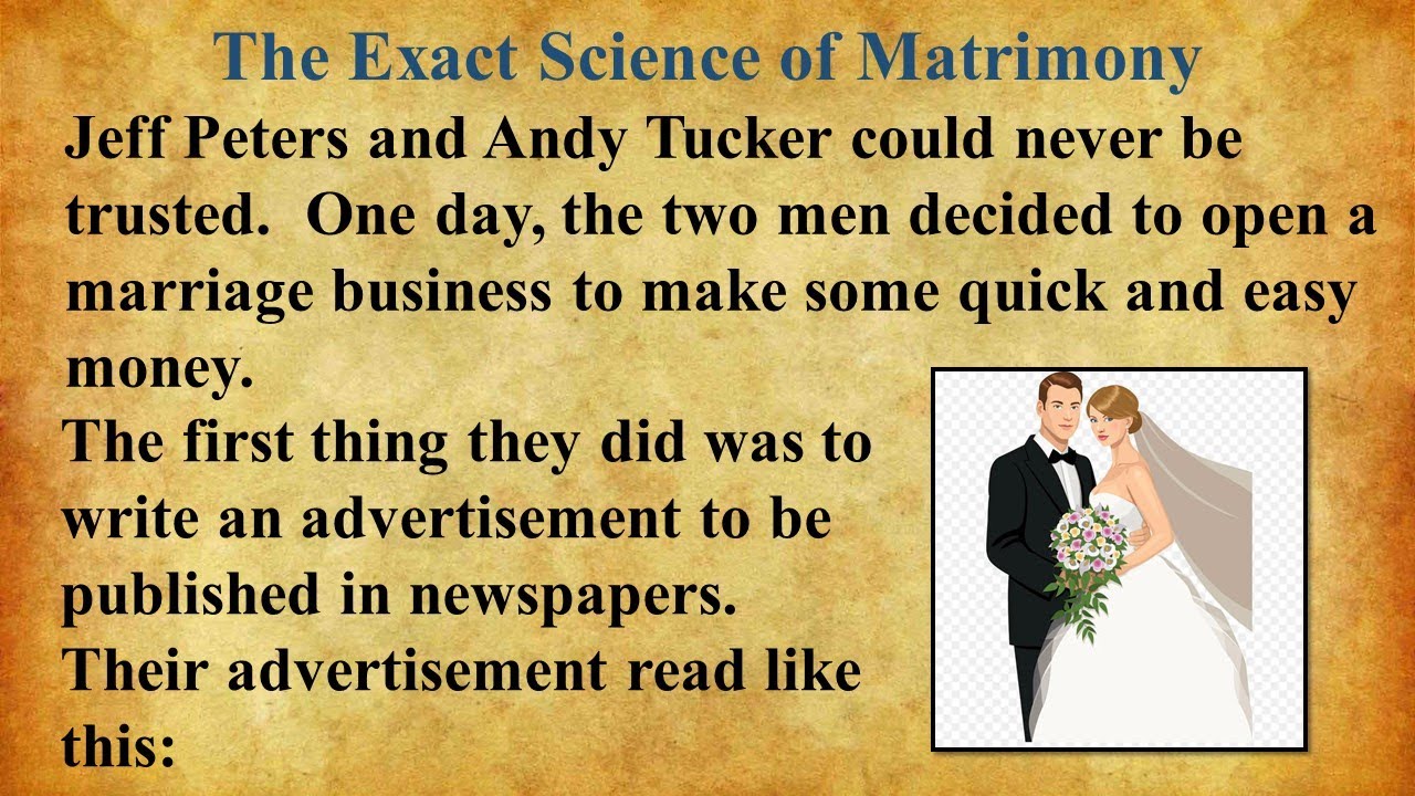 Improve Your English 👍The Exact Science of Matrimony - level 2 | REL ...