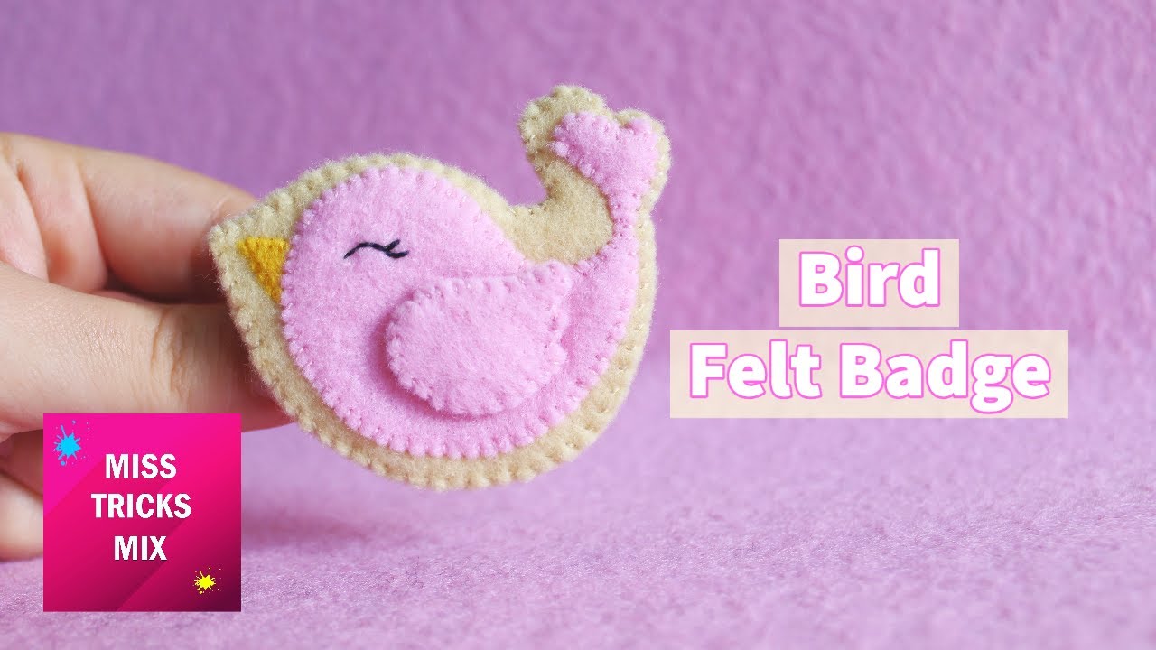 DIY: Easy Bird Felt Badge | Felt Craft. - YouTube