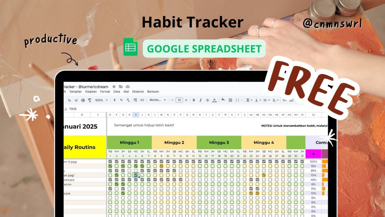 Tutorial Habit Tracker di Google Sheets (FREE Template) - YouTube
