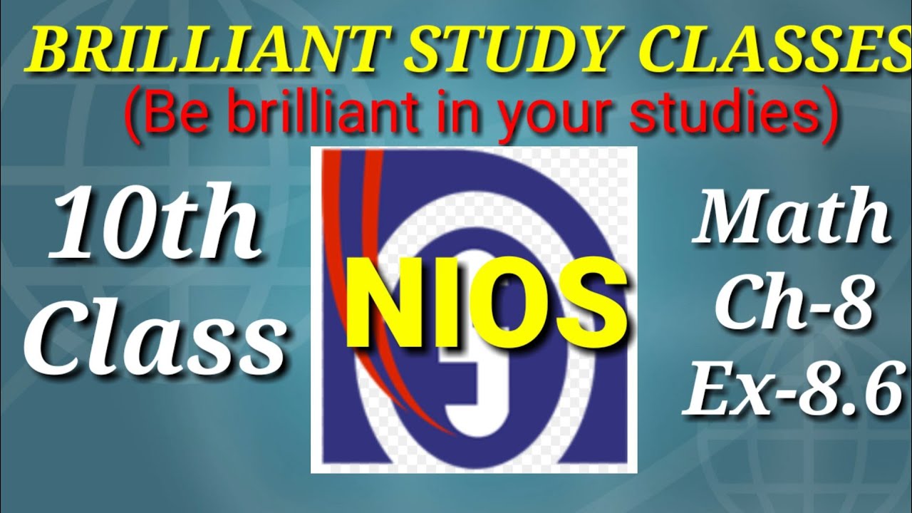 10th class nios math syllabus ch-8,ex-8.6 - YouTube