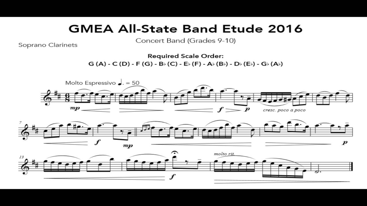 2016 GMEA All State Etude (9-10) Bb Clarinet-Lyrical - YouTube