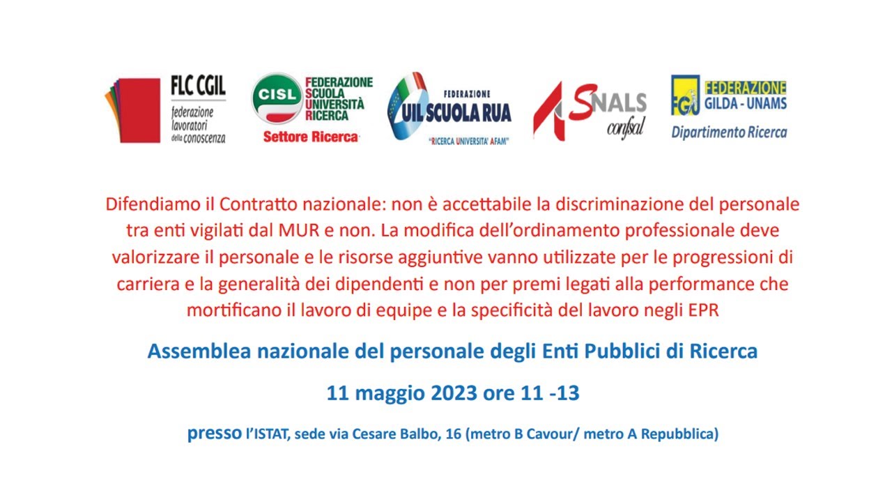 Assemblea nazionale del personale degli Enti Pubblici di Ricerca 11 ...