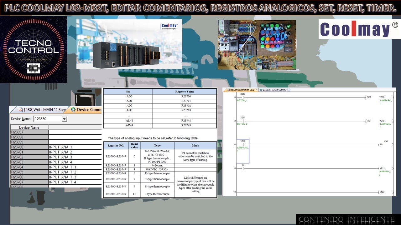 PARTE 3 - PLC COOLMAY L02-M32T, EDITAR COMENTARIOS, REGISTROS ...
