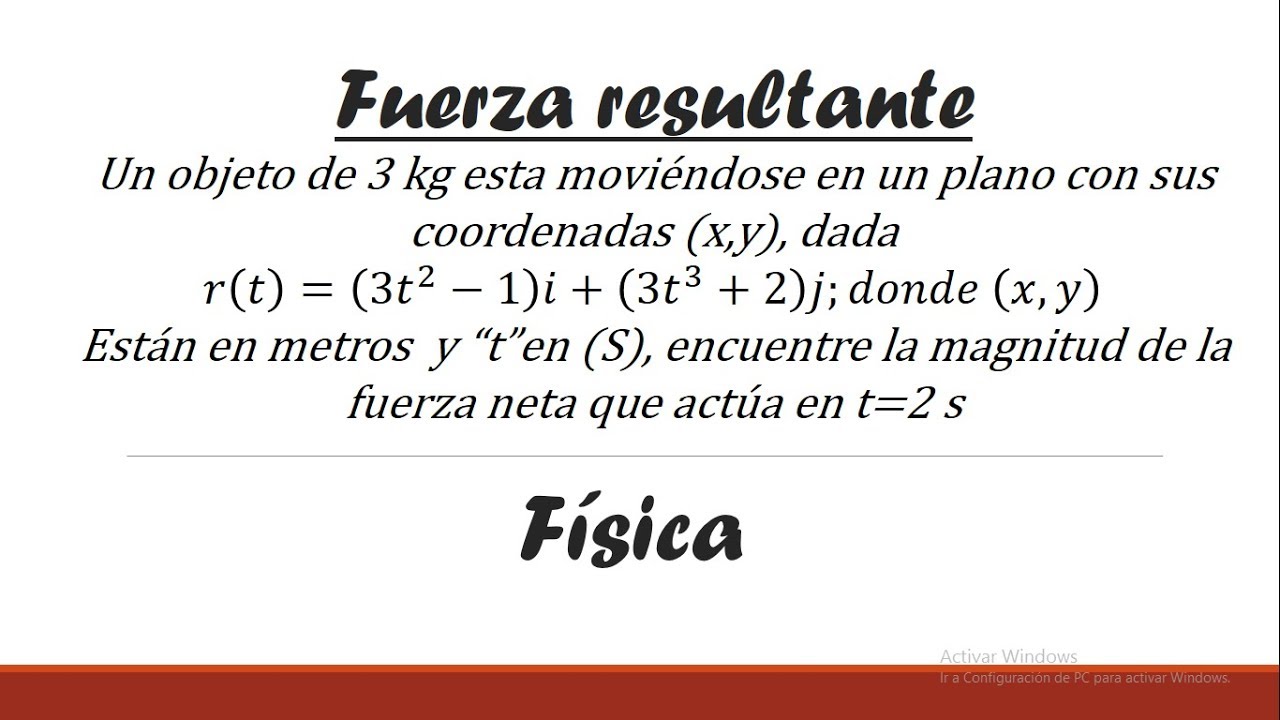 Fuerza neta o resultante dado el vector de posición - YouTube