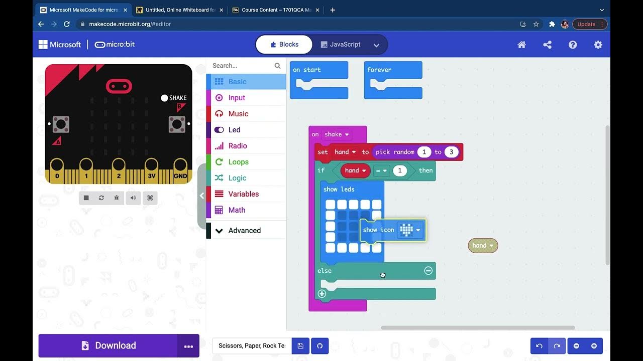 Creating Game; Scissors, Paper, Rock on MakeCode - YouTube