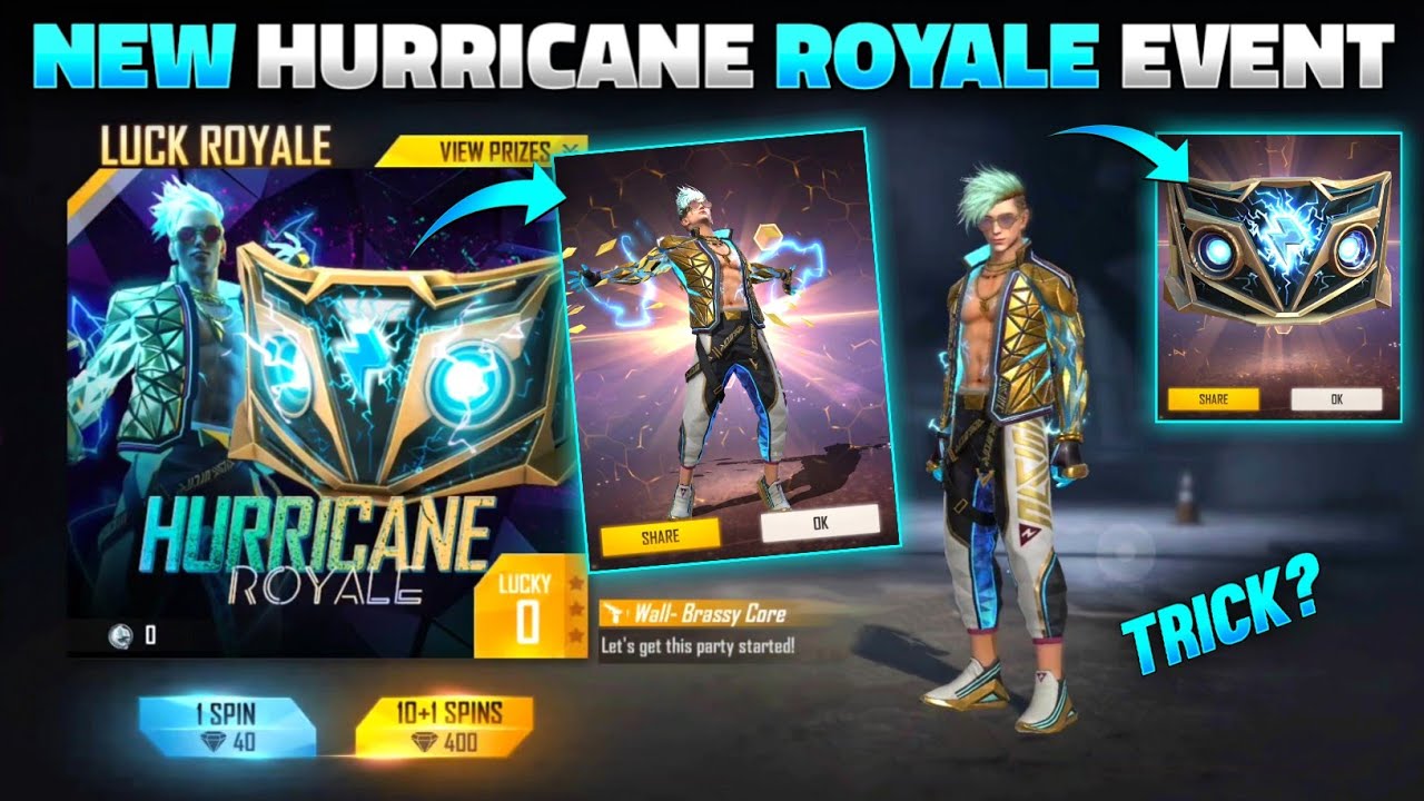 NEW HURRICANE ROYALE FREE FIRE | FREE FIRE NEW EVENT | THUNDER ...