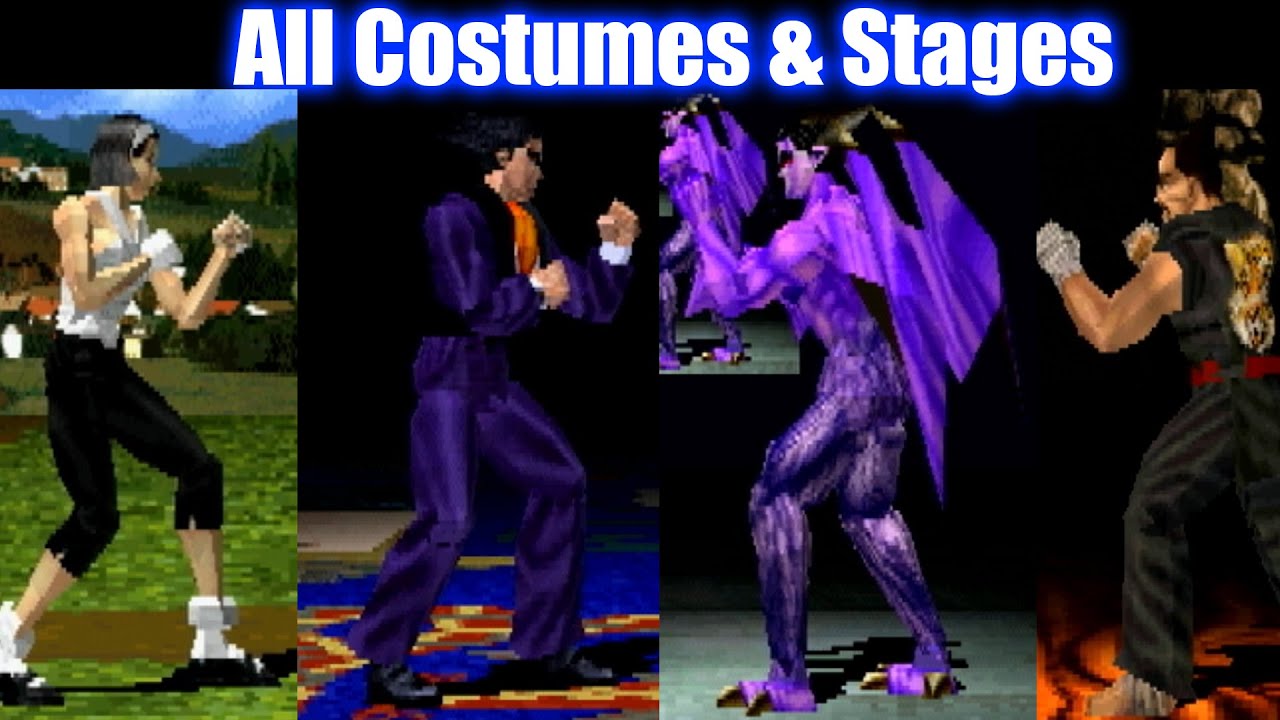 Tekken 2 (PS1) - All Character's Costumes & Stages! - YouTube