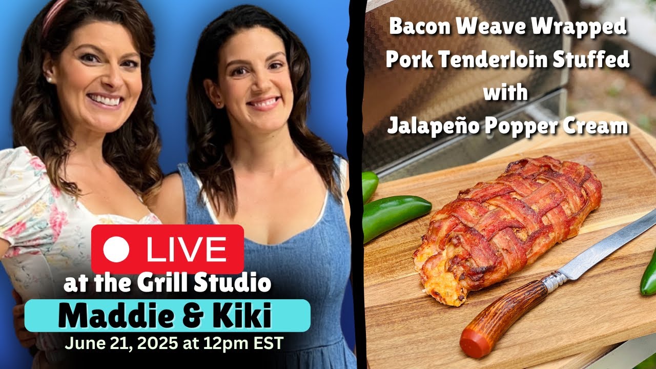 Live cooking show: bacon weave wrapped pork tenderloin with jalapeño ...