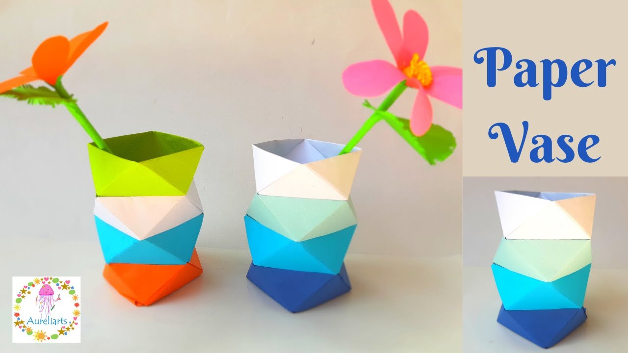 Paper Flower Vase | Easy Paper Crafts | Aureliarts - YouTube
